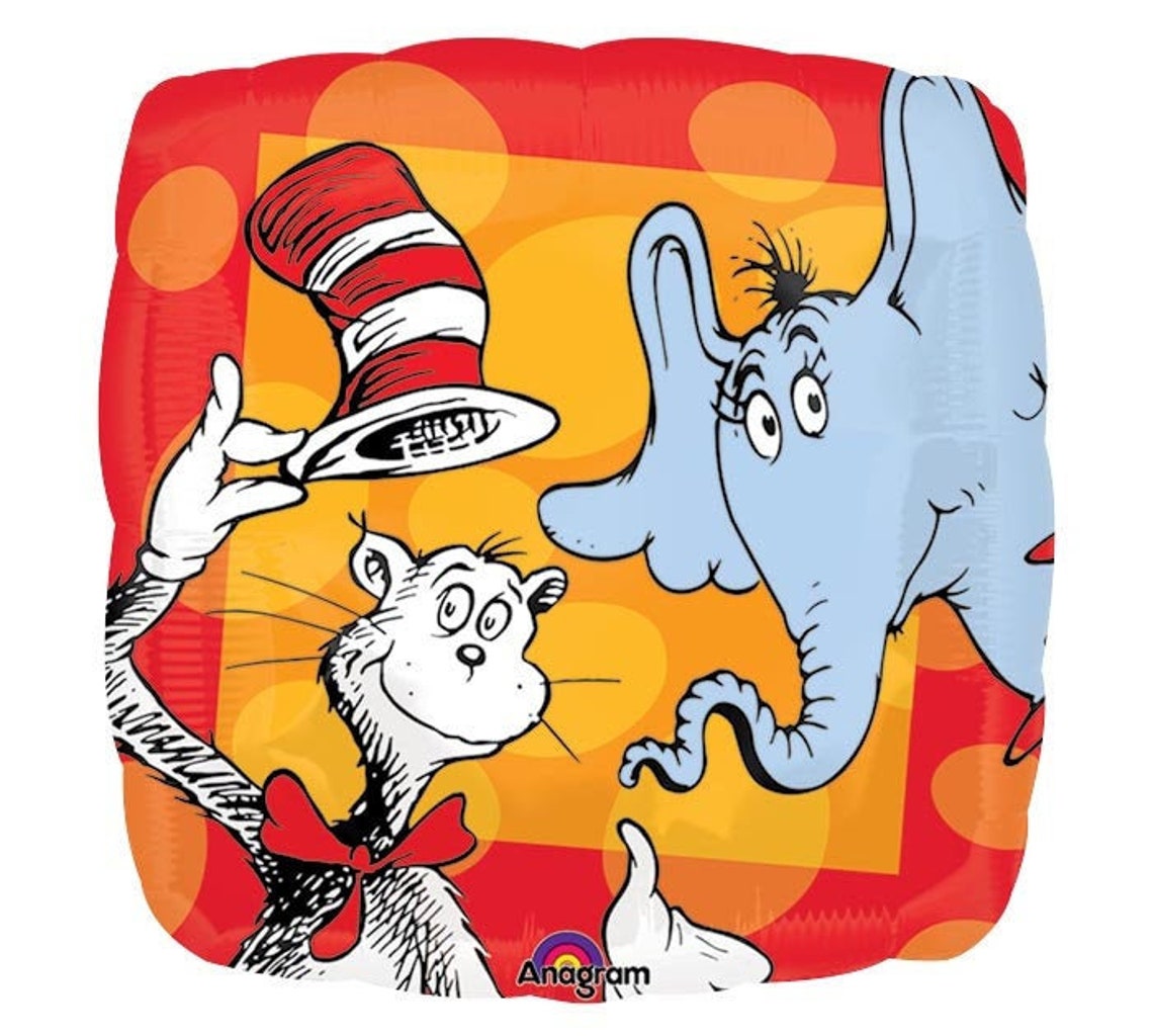 Cat in the Hat/horton 17" Balloon, Front and Back 2 Different Sides ...