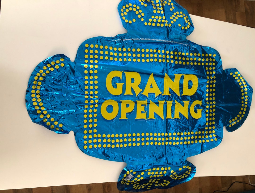 Grand Opening Balloon 27" X 24" , Blue With Yellow Letters, Grand ...
