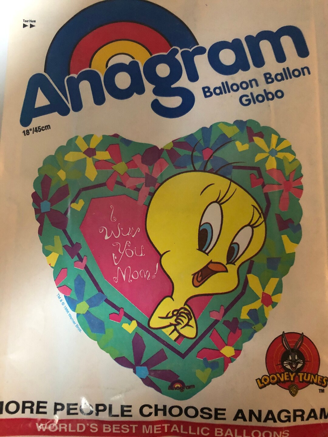 Tweety Bird 18" Balloon, Tweety Bird I Wuv You Mom Balloon, Tweety Bird ...