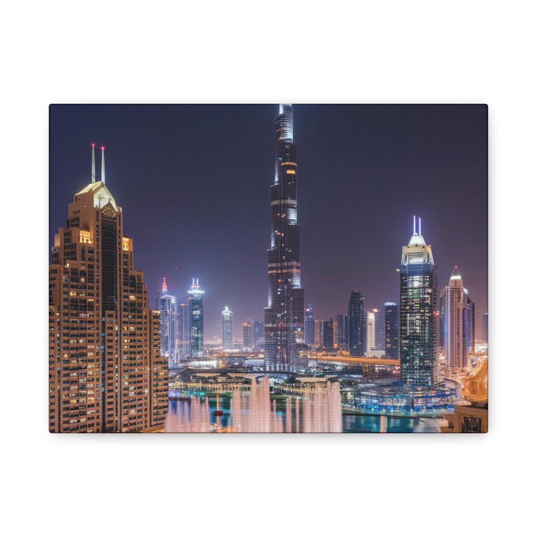 Canvas Print, Dubai Skyline Wall Art, Matte Stretched 25 Home Decor ...