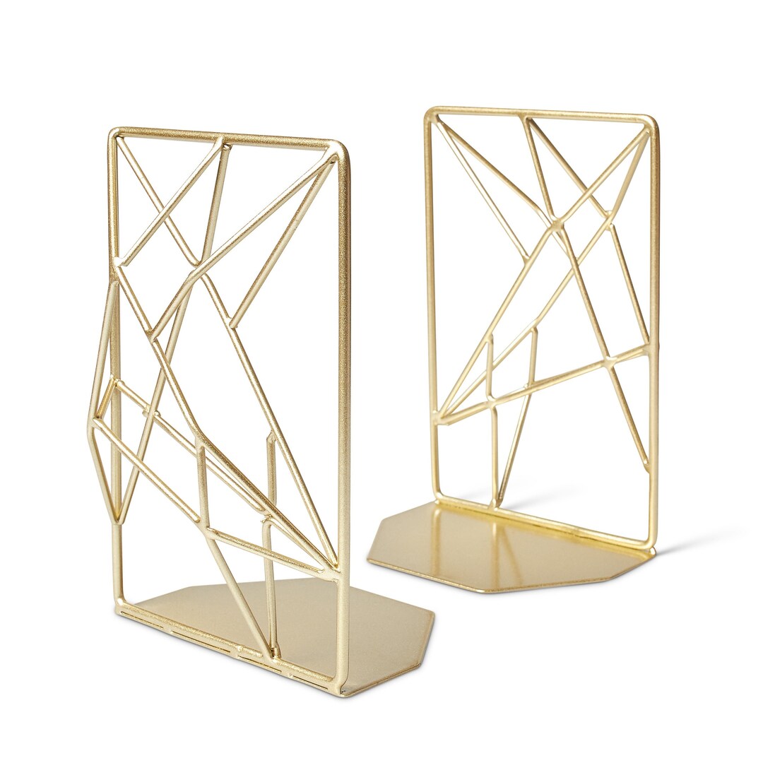 3D Bookends 2 Heavy Duty Gold Modern Simple Minimalist Bookends Retro ...