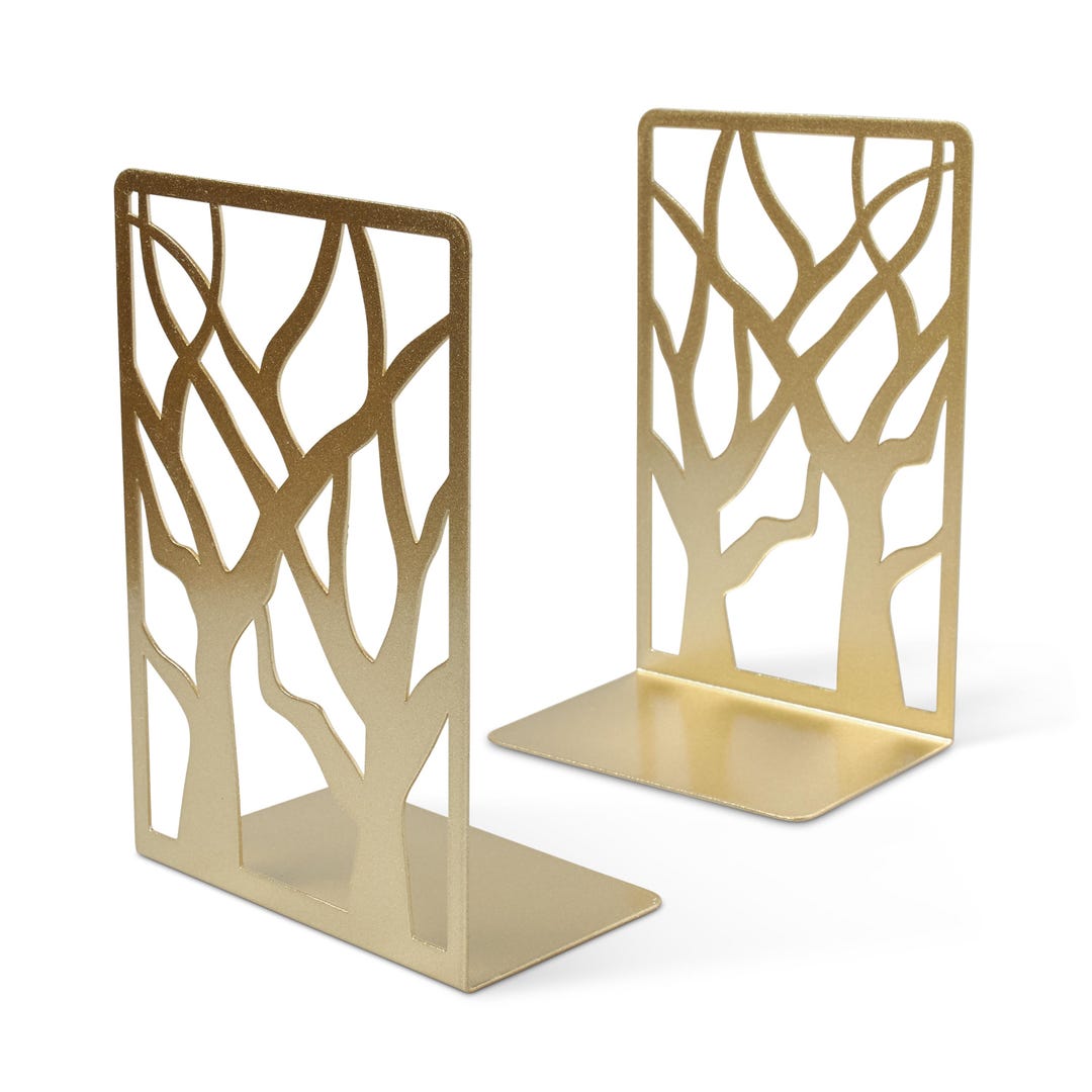 Matte Silver Bookends Pair: Modern Tree Design, Heavy Duty Iron - Etsy