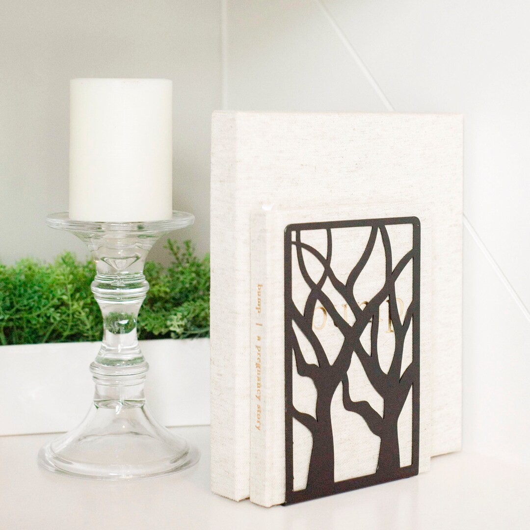 Modern Tree Bookends: Heavy Duty Iron Book Ends, Minimalist Decor - Etsy