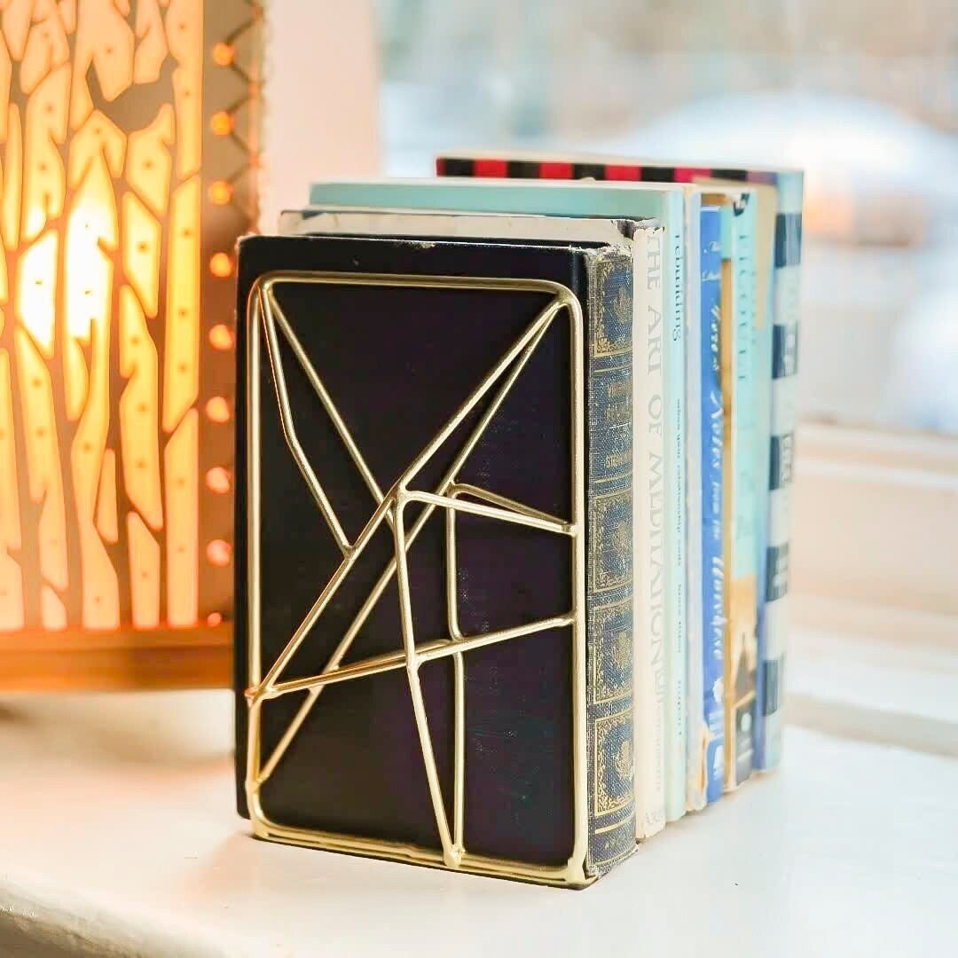 3D Bookends 2 Heavy Duty Gold Modern Simple Minimalist Bookends Retro ...