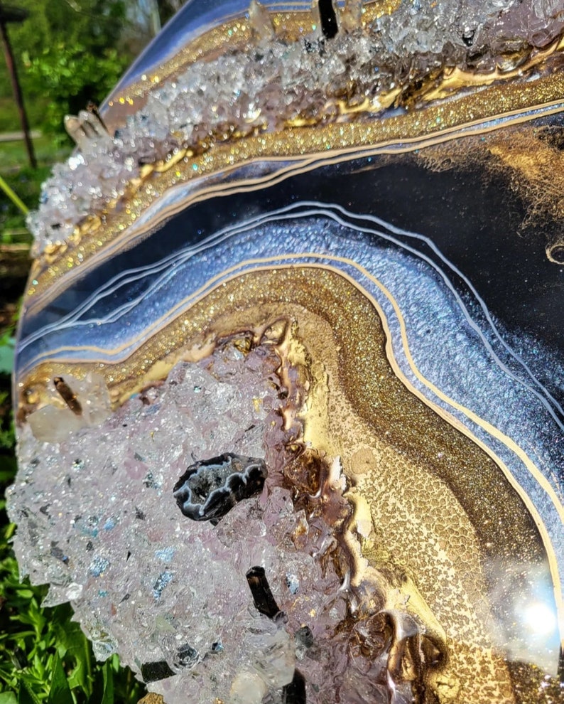 Black, Gold and Pearl Geode Wall Art, Geode Painting - Etsy