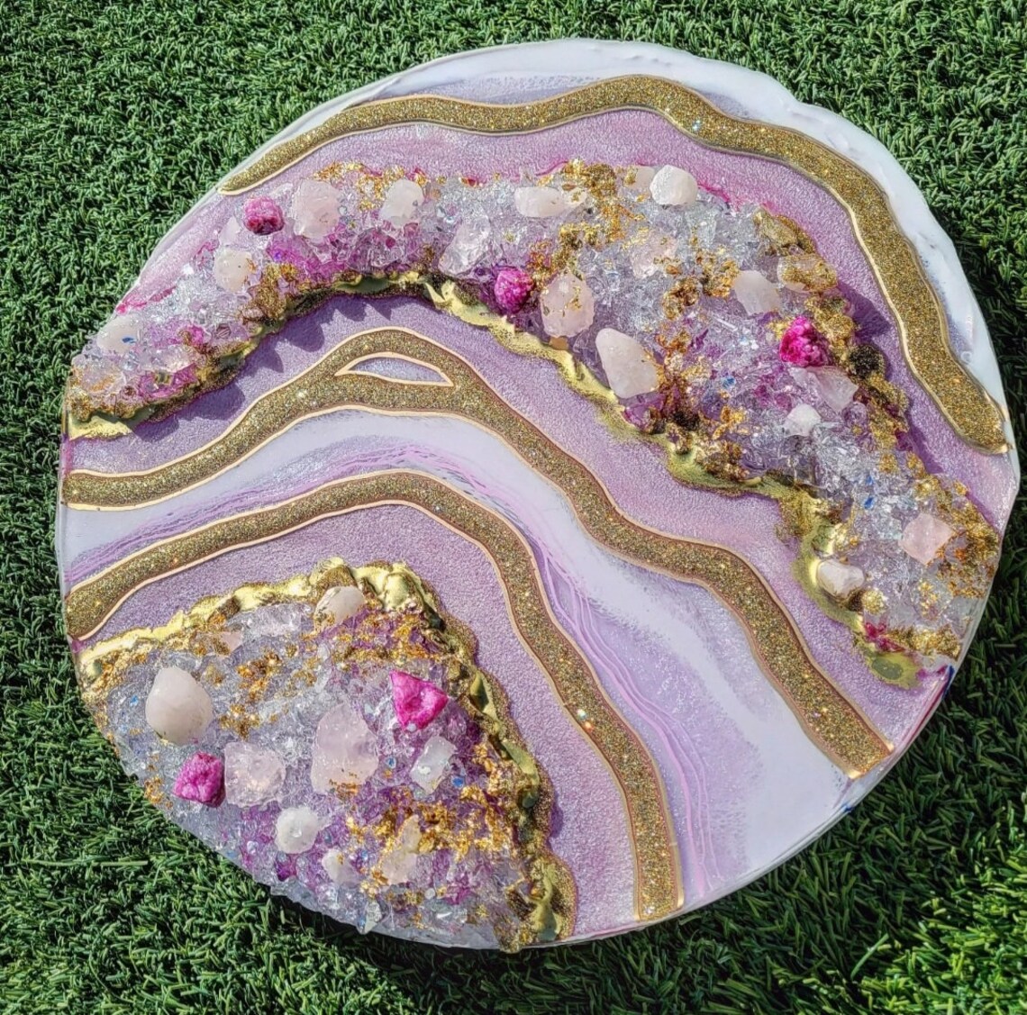 Resin Geode Painting/ Rose Quartz Geode Wall Art - Etsy