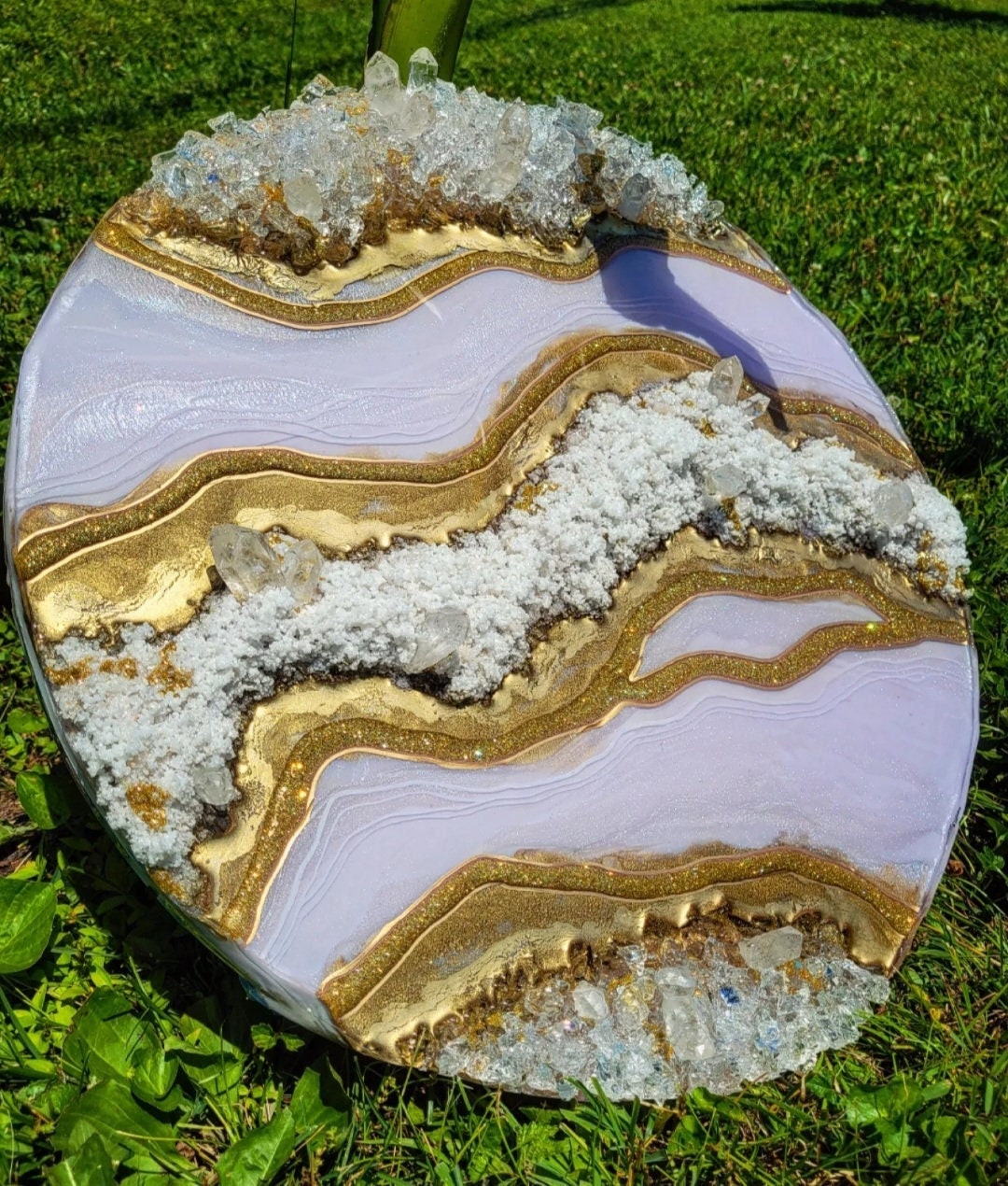 White and Gold Geode Wall Art, Geode Painting - Etsy