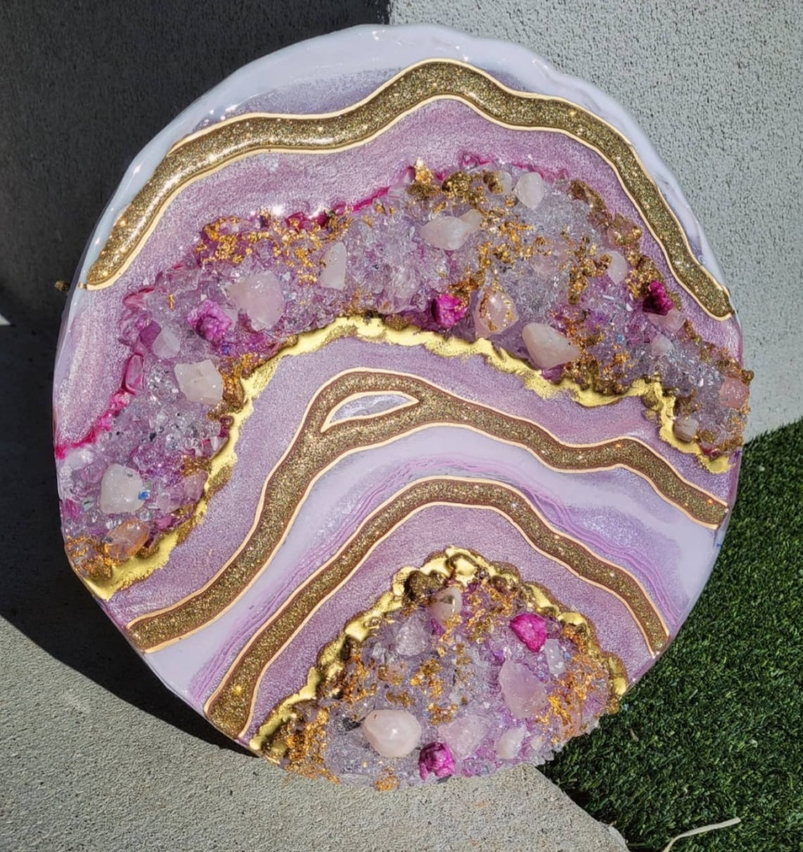 Resin Geode Painting/ Rose Quartz Geode Wall Art - Etsy
