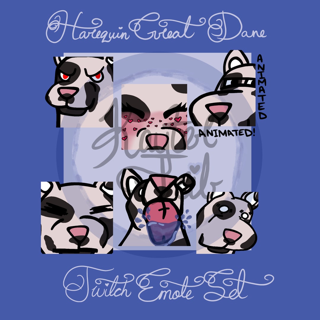 Harlequin Great Dane - Emote Set for Twitch/ Discord - Animated Lurk ...