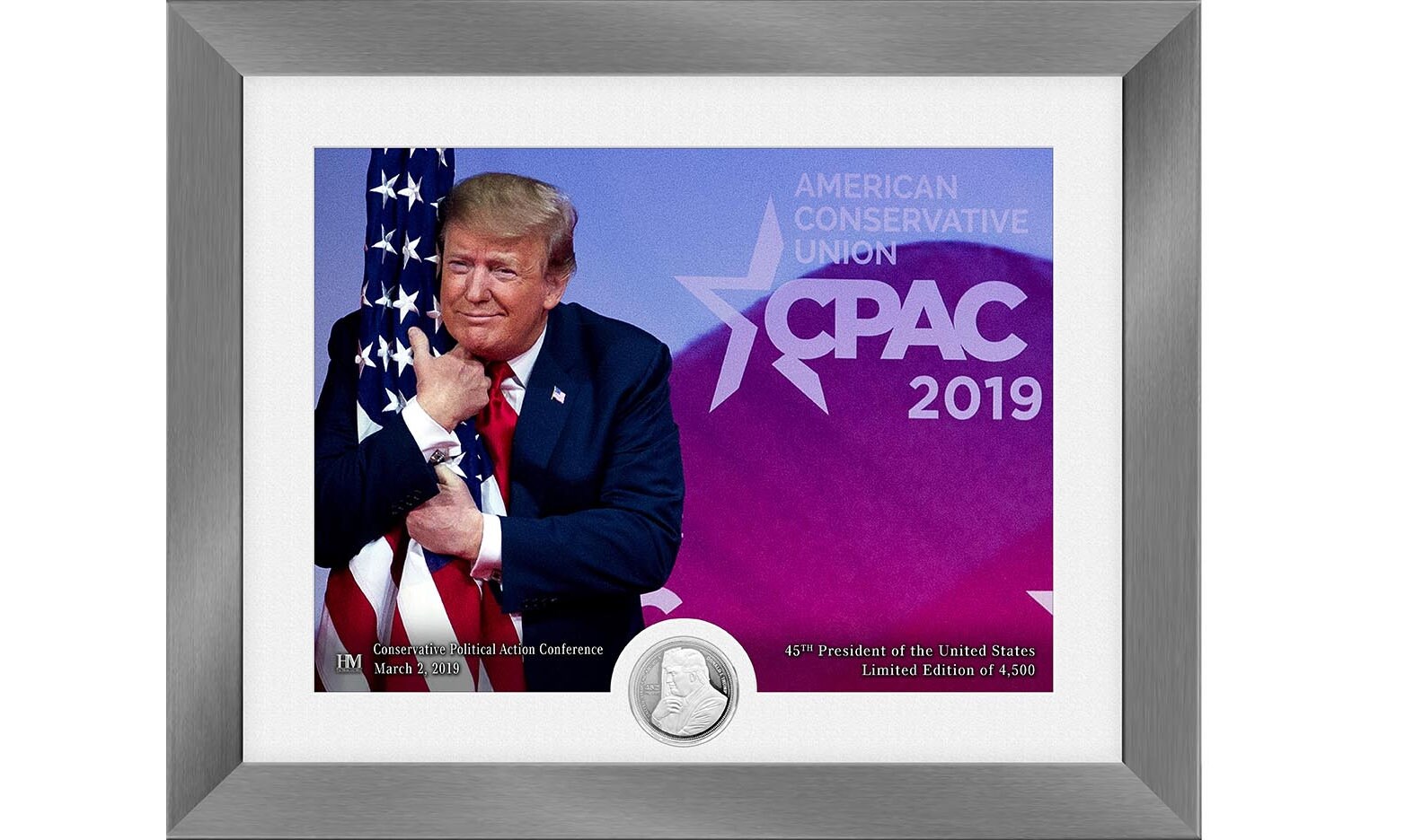 President Trump Hugging Flag Picture Frame & 1oz .999 Silver Coin Set ...