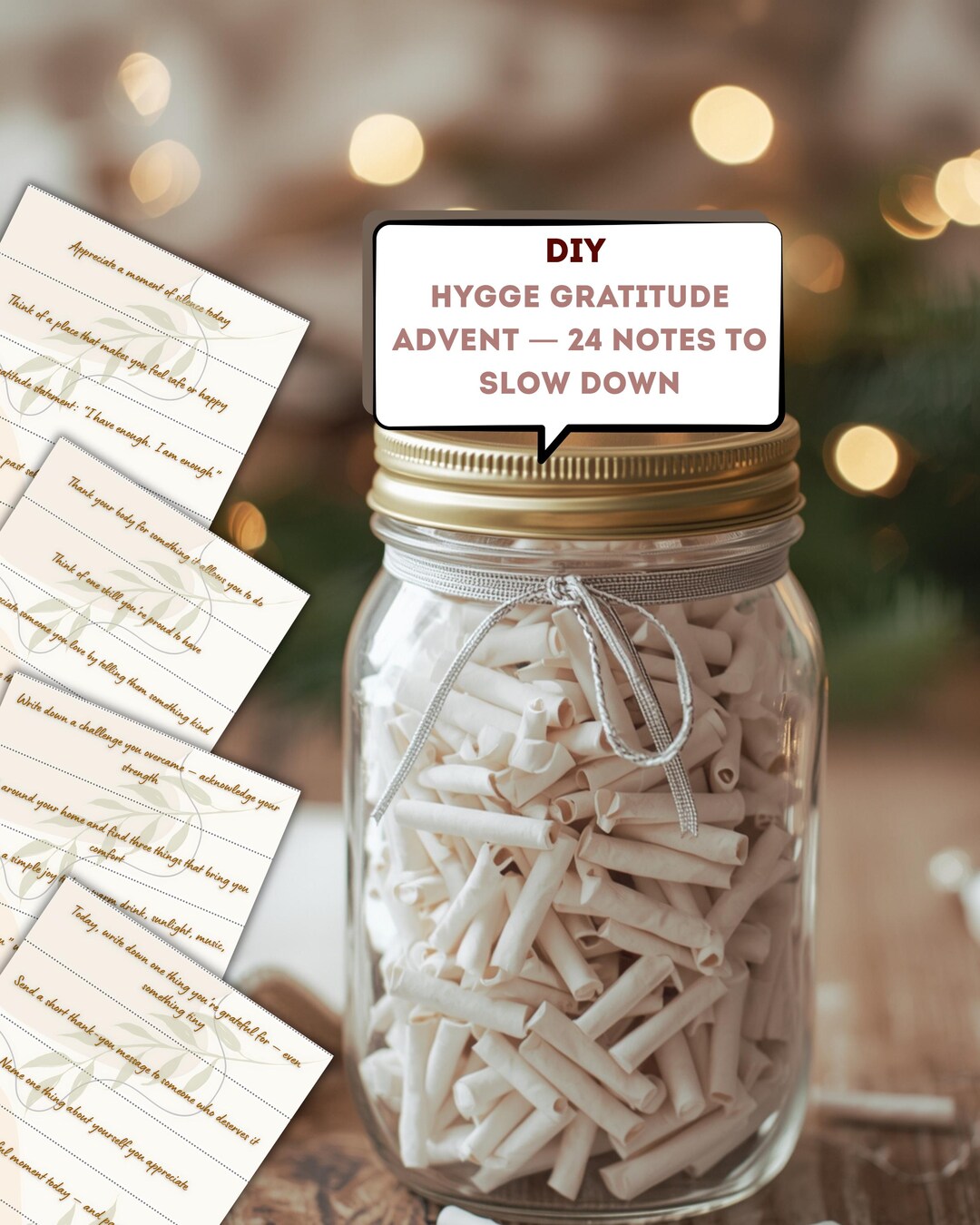 DIY Hygge Gratitude Advent — 24 Notes to Slow Down, Digital Download - Etsy