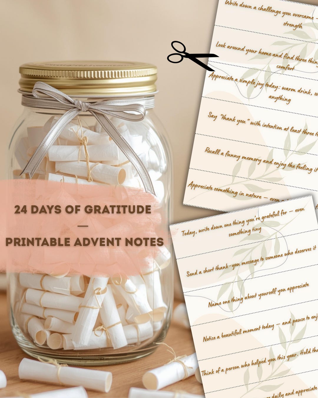 DIY Gratitude Advent, 24 Printable Notes, Digital Download - Etsy