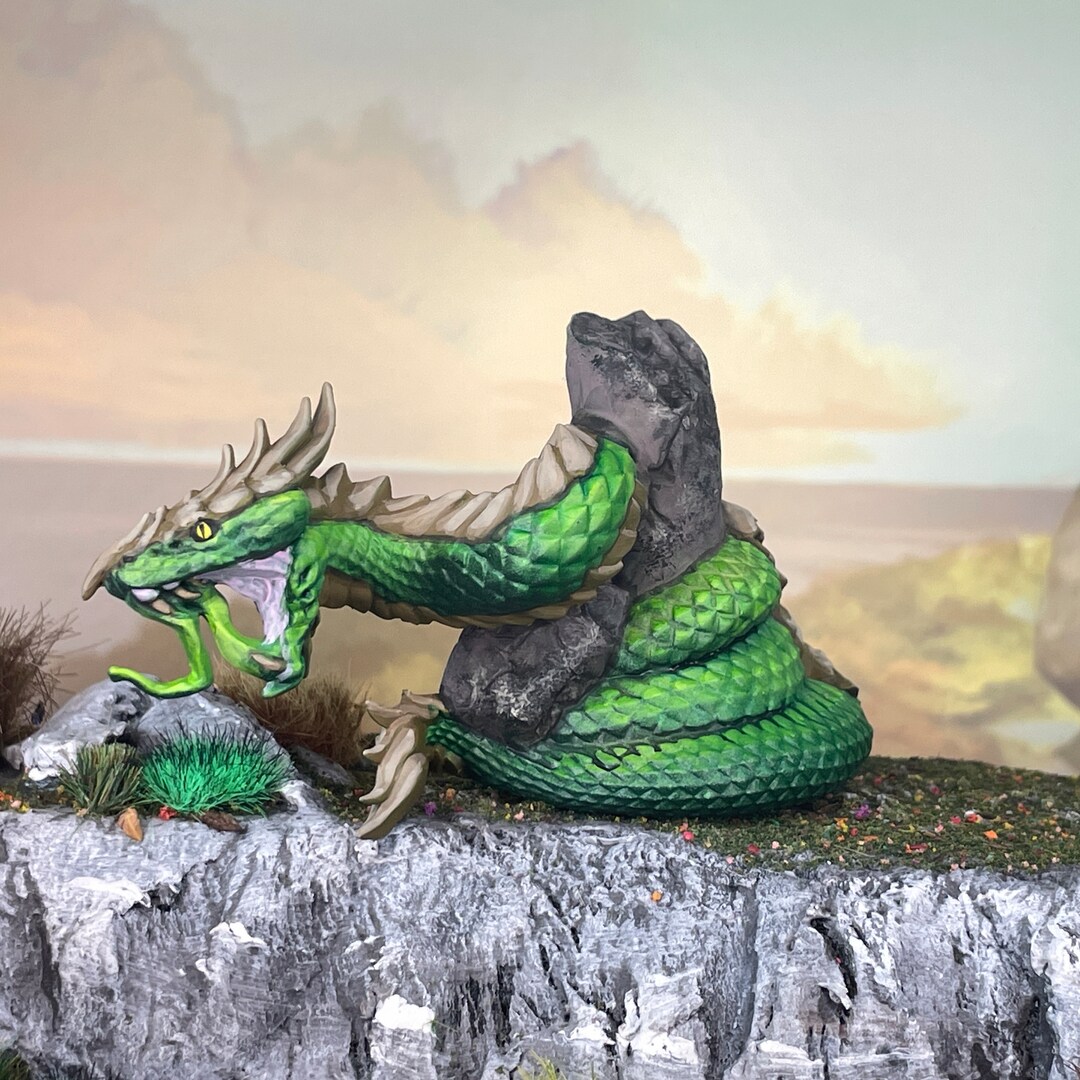 Giant Snake, Giant Serpent, Green Drake Painted Miniature D&D ...