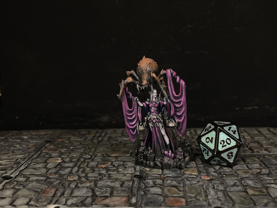 Female Drow Priestess With Spider Painted Miniature D&D - Etsy