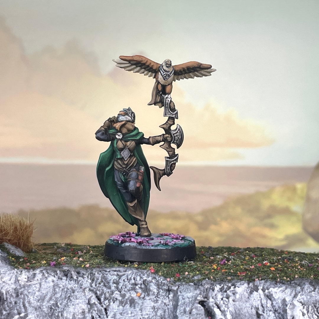 Female Ranger With Hawk, Druid, Familiar, Archer - Painted Miniature ...