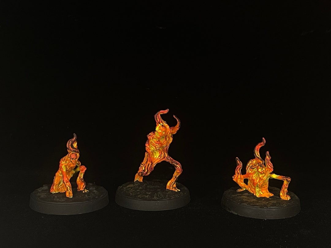 3x Flaming Skeleton, Fire Skeleton - Painted Miniature - D&D ...