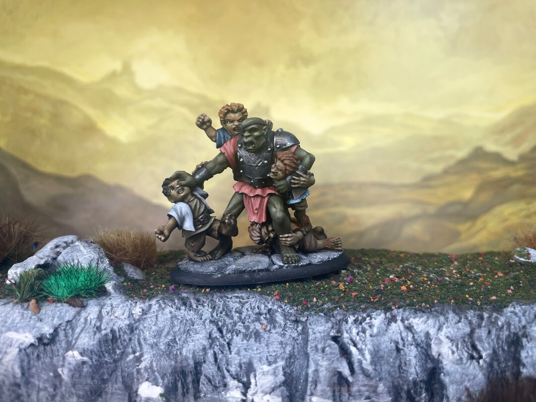 Tavern Brawl With Orc Bouncer and Halflings - Painted Miniature - D&D ...