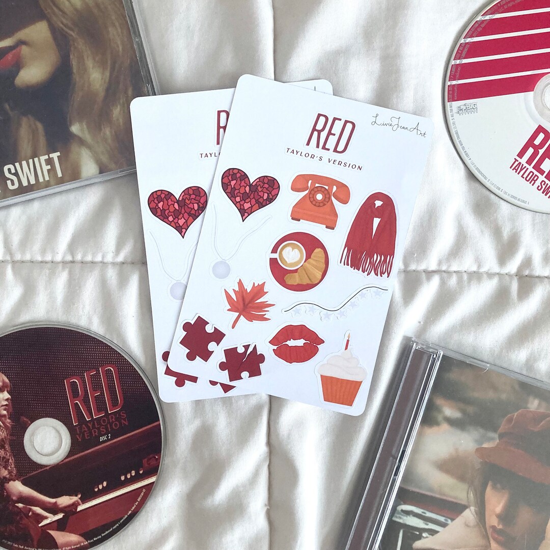 RED STICKER SHEET Peel and Stick Swiftie Gifts Kiss Cut Bullet Journal ...