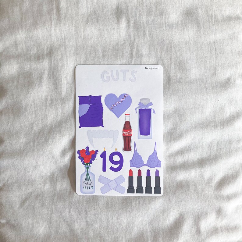 GUTS by OLIVIA RODRIGO Sticker Sheet Kiss Cut Stickers Peel - Etsy