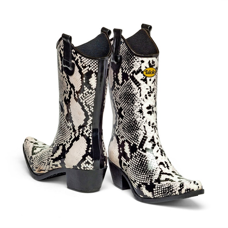Snakeskin Wellington Boots - Talolo Boots - Etsy