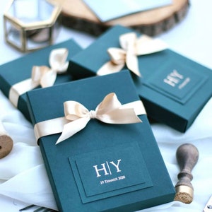 Wedding Box Set Emerald Green Box Unique Vellum Jacket | Etsy