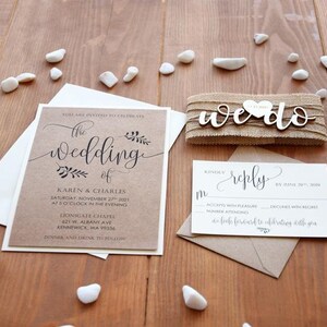 Rustic Kraft Paper Invitation With Gorgeous Wooden Cutout. | Etsy