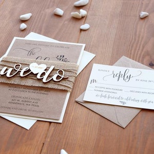 Rustic Kraft Paper Invitation With Gorgeous Wooden Cutout. | Etsy