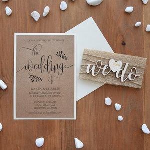 Rustic Kraft Paper Invitation With Gorgeous Wooden Cutout. | Etsy
