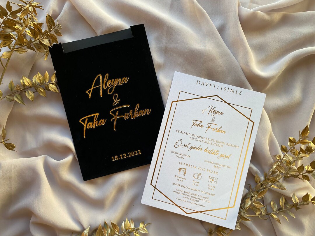 Black Velvet Vertical Wedding Invitation With Option to Wax - Etsy