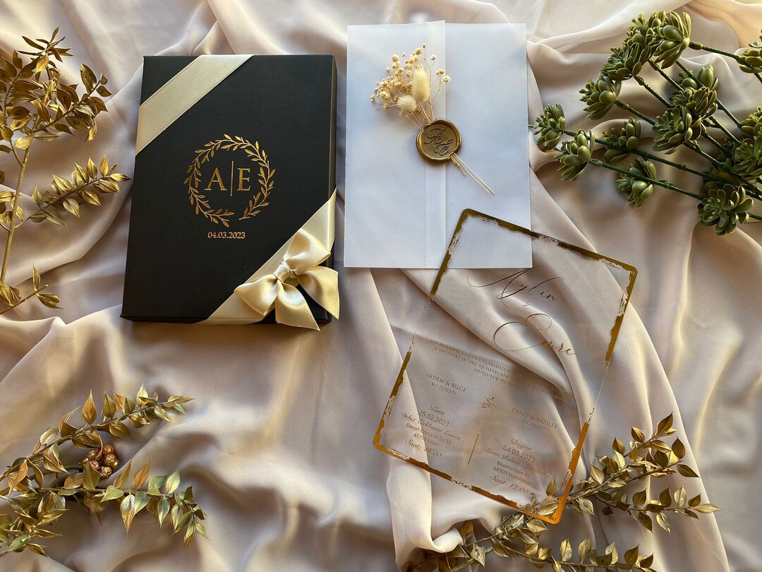 Wedding Box Set Emerald Green Box Unique Vellum Jacket, Wax Seal ...