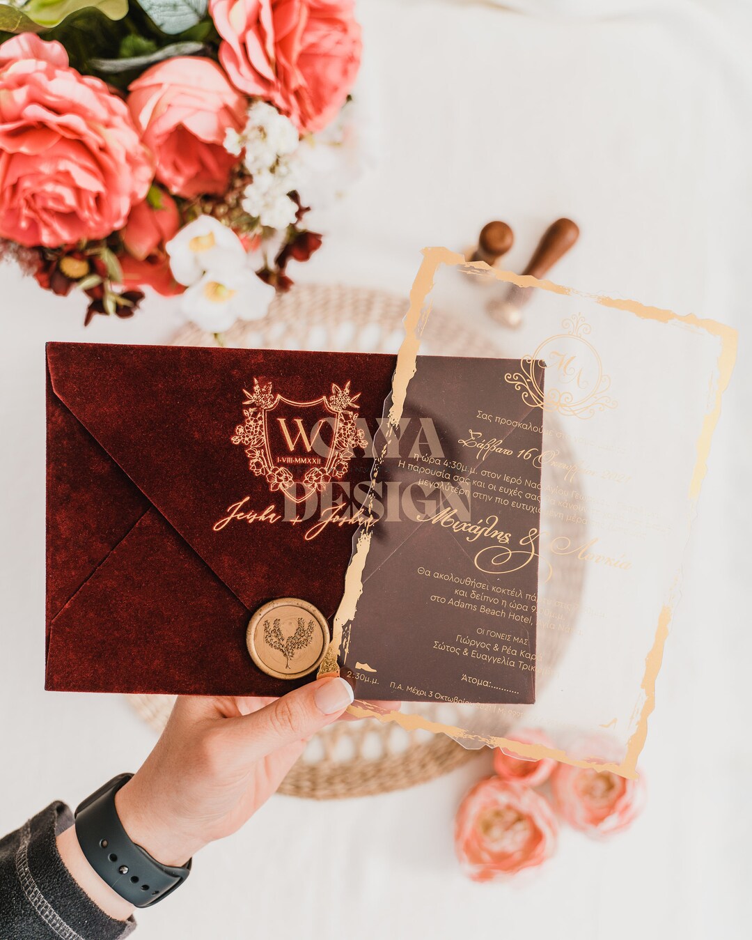 Luxury Velvet Wedding Invitation | Fully Customizable | Burgundy Velvet ...