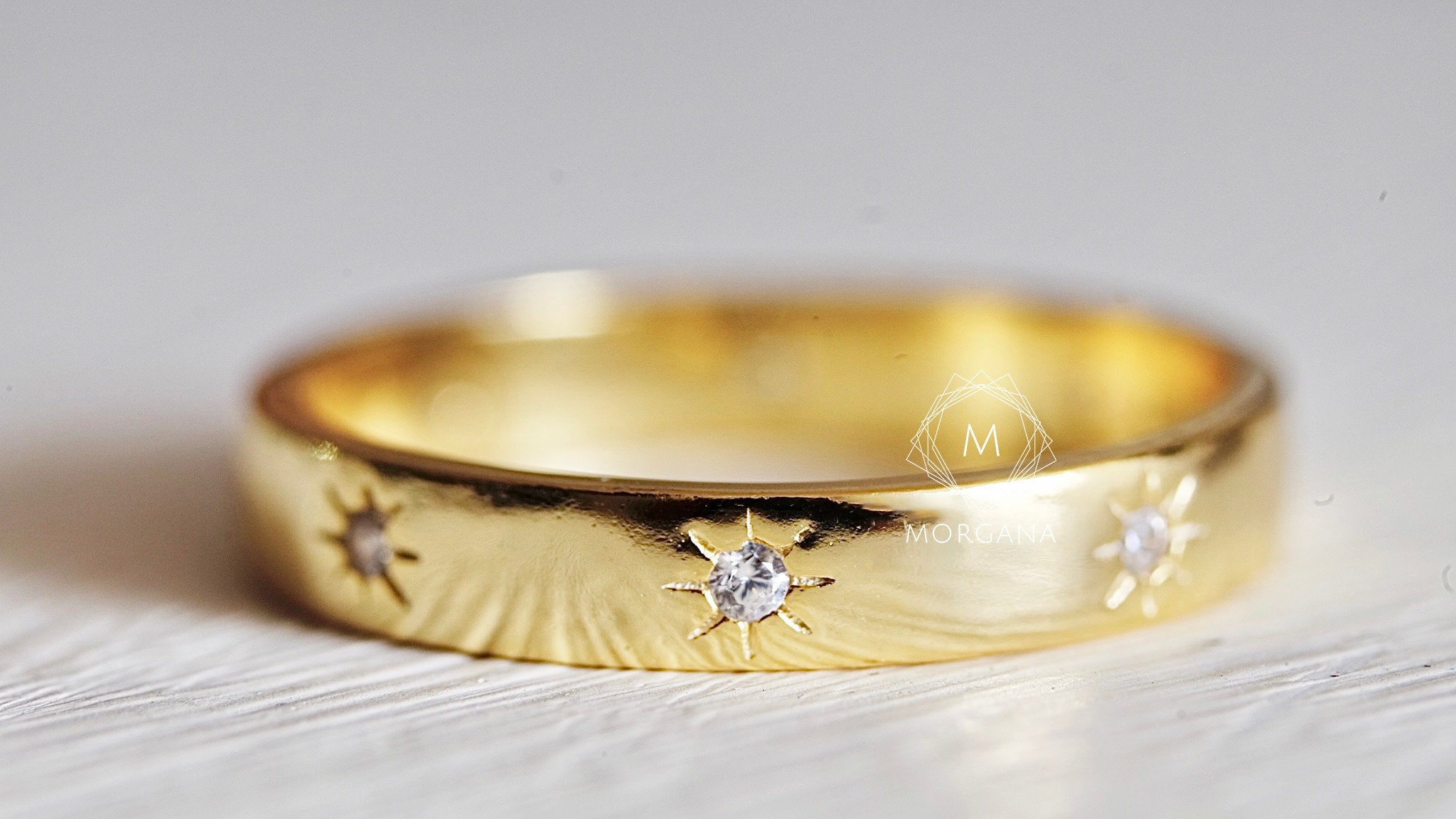 Simple Diamond Star Ring Gold Plated Sterling Silver Band - Etsy