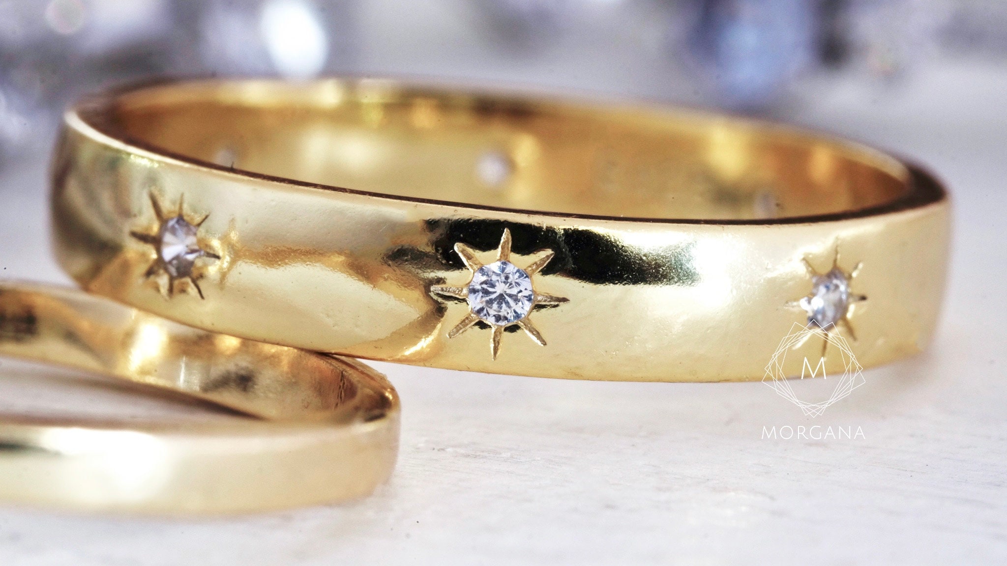 Simple Diamond Star Ring Gold Plated Sterling Silver Band - Etsy