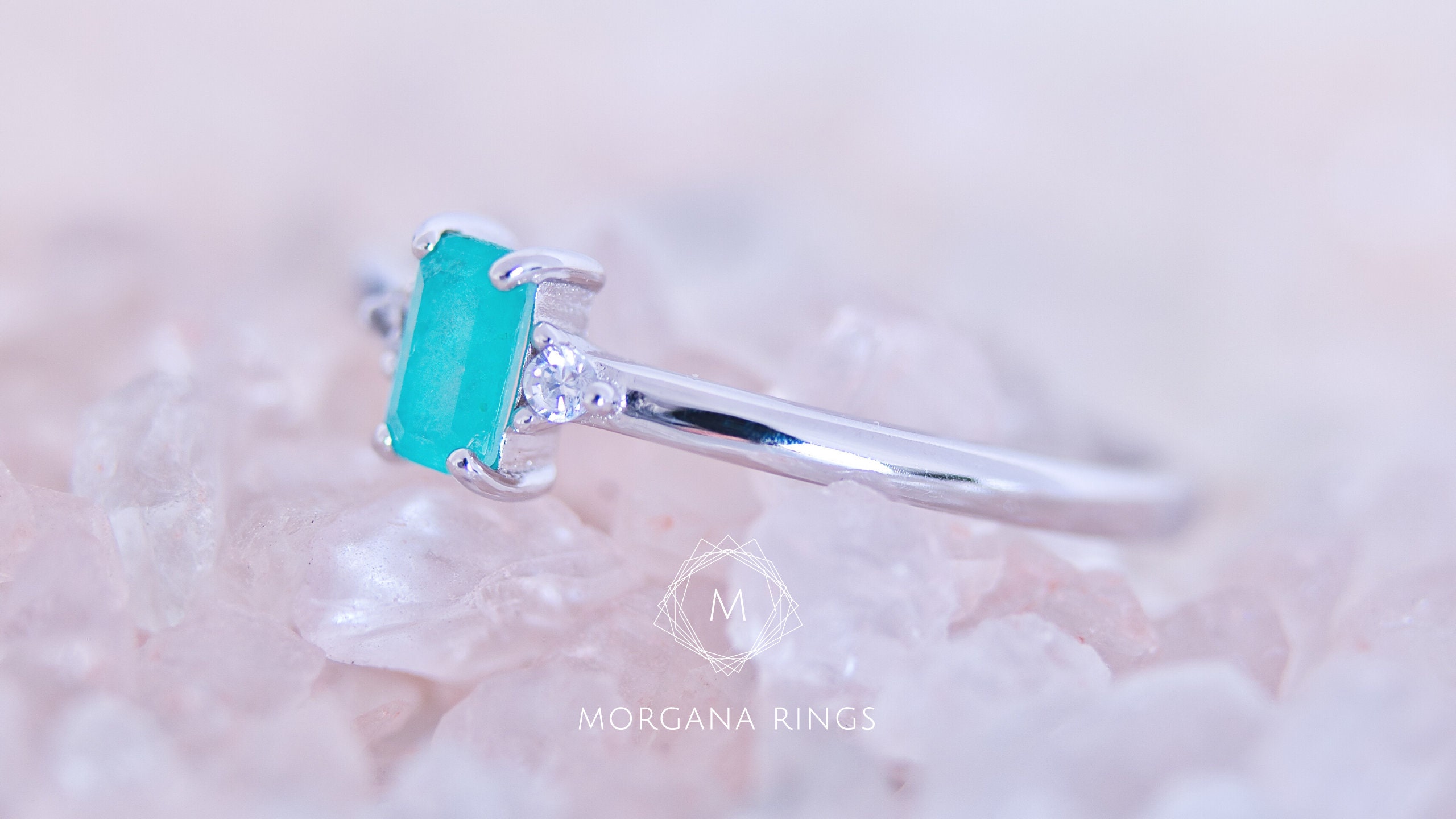 Ocean Turquoise Emerald Cut Brazilian Paraiba Tourmaline Sterling ...