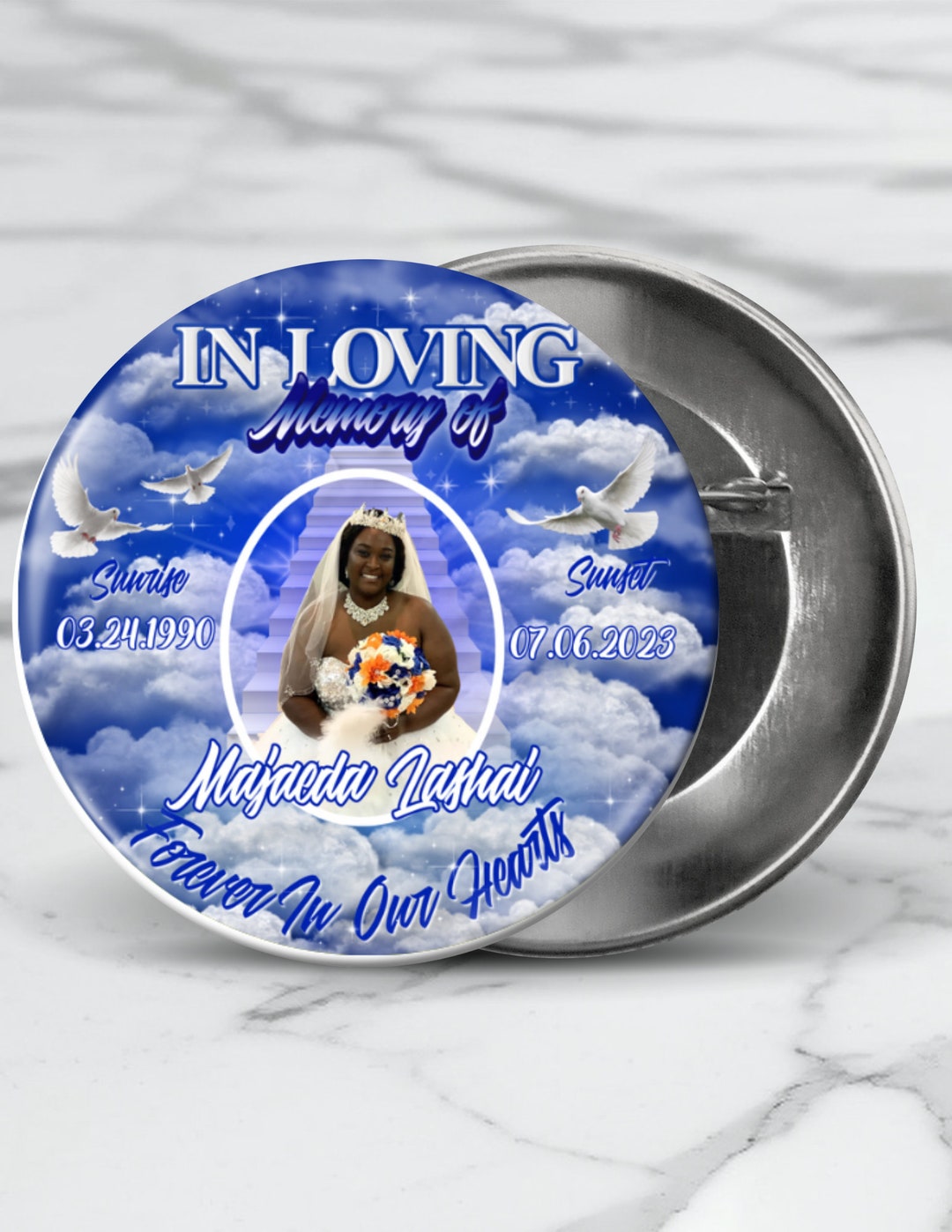 In Loving Memory of Rest in Peace 3 Inch Pin Back Buttons, Memorial ...