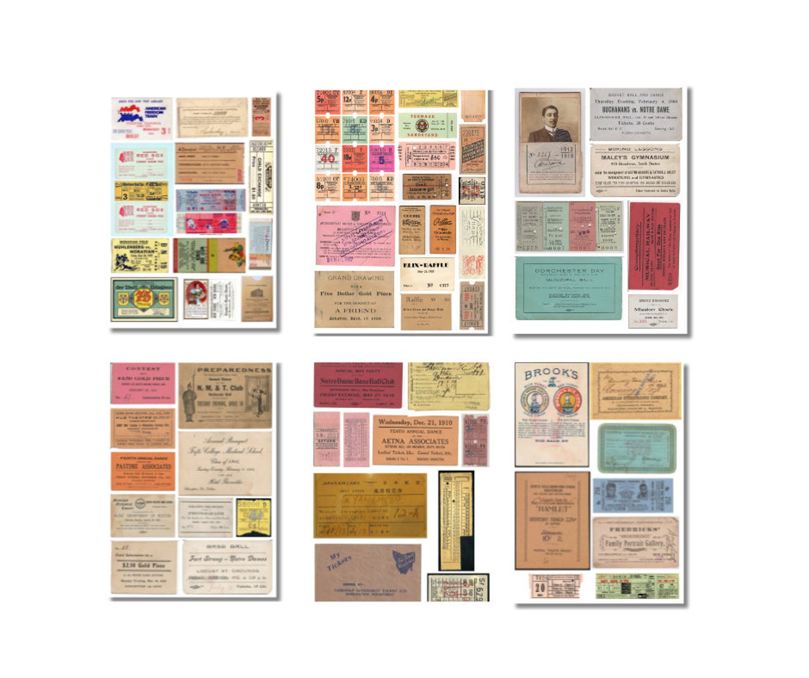 Vintage Tickets Bundle, 120+ Pieces, Digital Download, Junk Journal ...