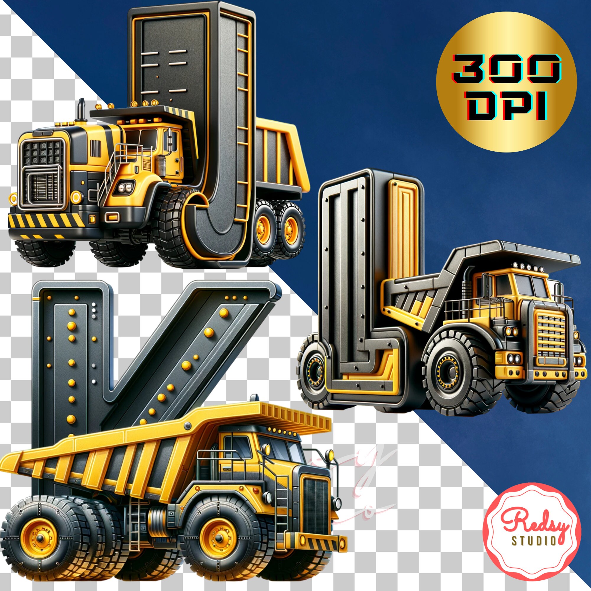 Trucks Alphabet Truck PNG, 3D Font, Alphabet PNG, Doodle Font, Digital ...