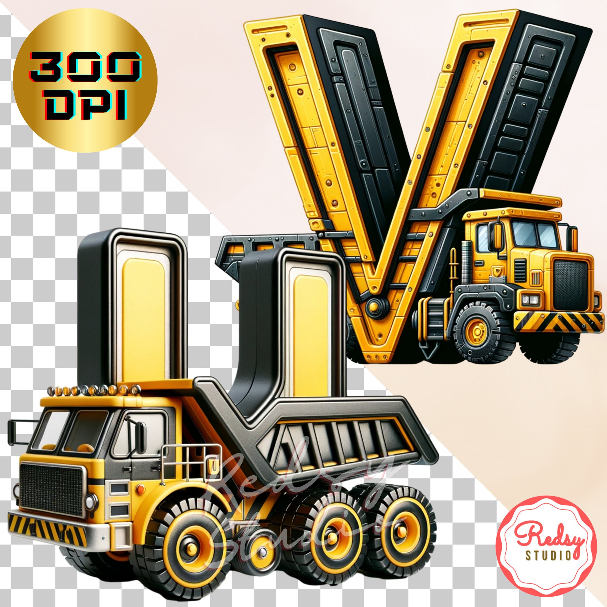 Trucks Alphabet Truck PNG, 3D Font, Alphabet PNG, Doodle Font, Digital ...
