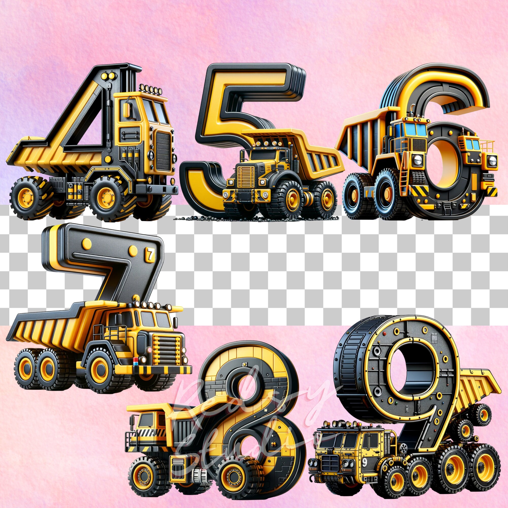 Trucks Alphabet Truck PNG, 3D Font, Alphabet PNG, Doodle Font, Digital ...