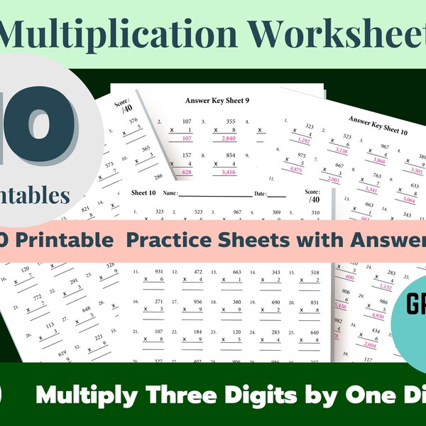 Three Digit Multiplication - Etsy