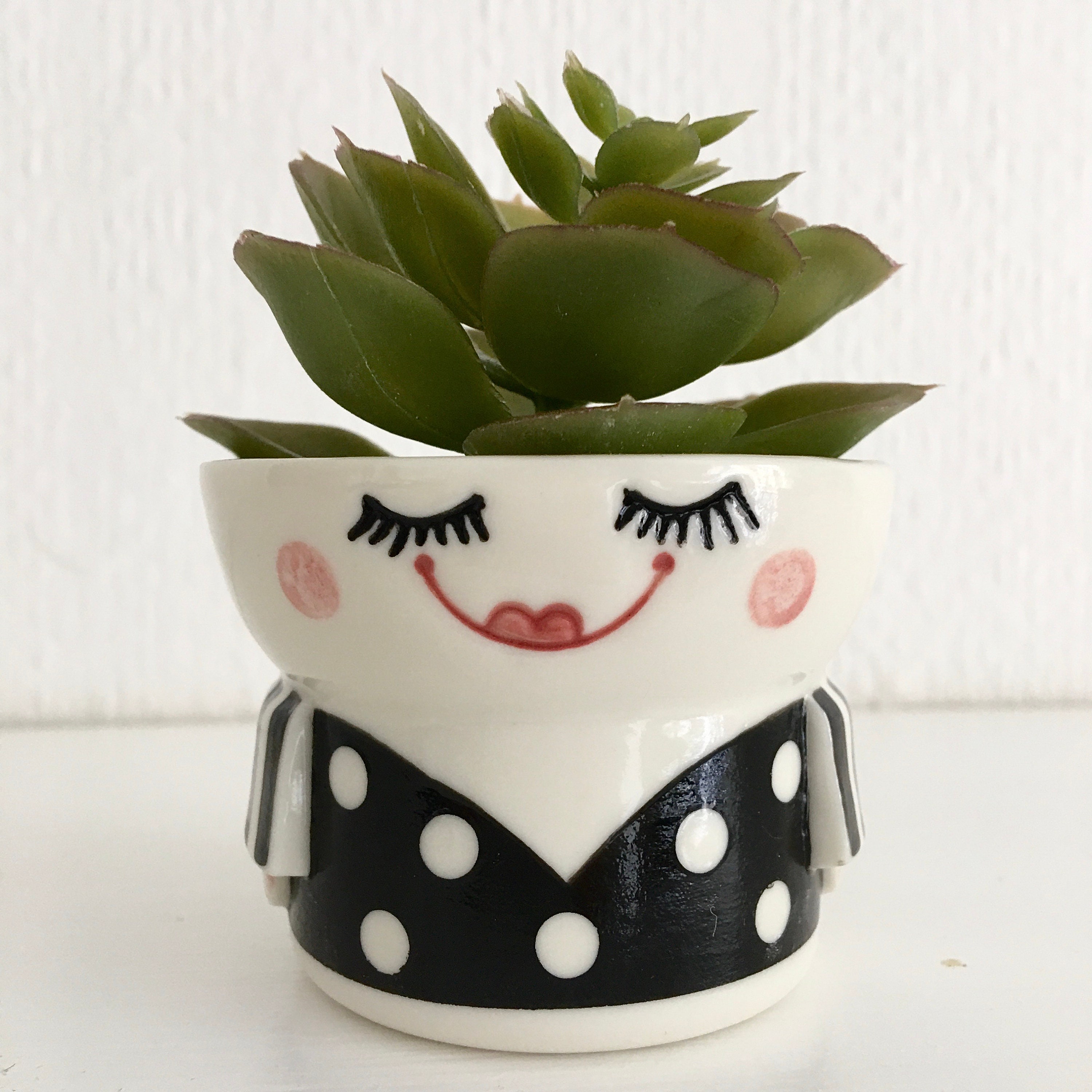 Teeny Tiny Ceramic Planter Pot Two Faced Plant Pot - Etsy