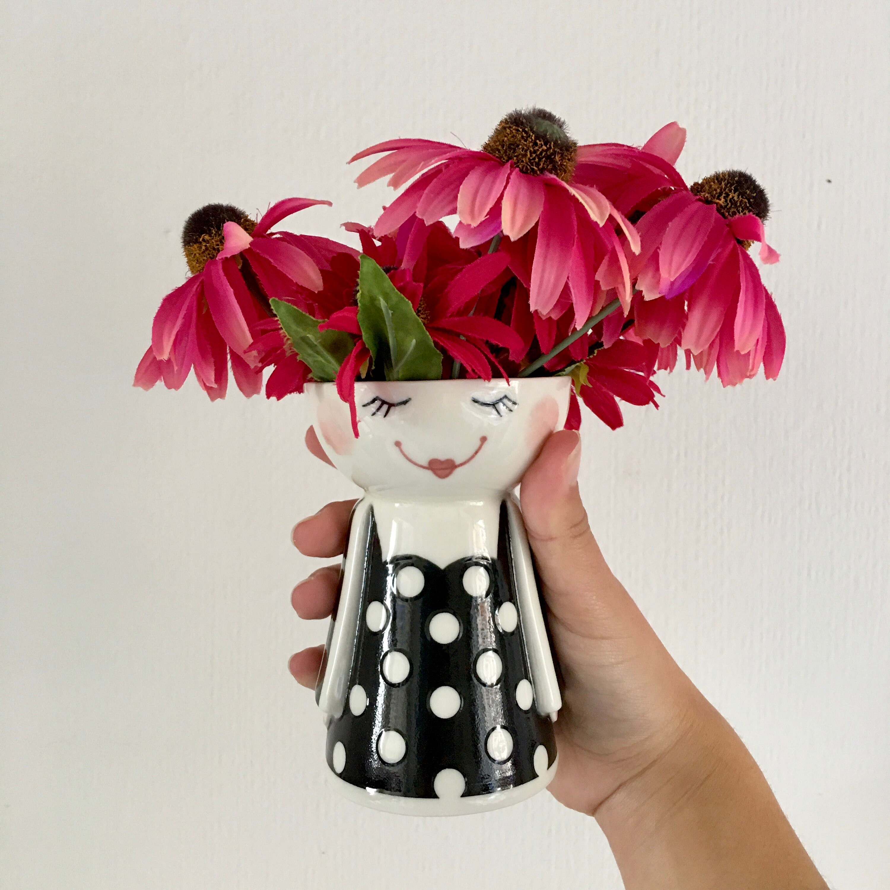 Small Ceramic Vase - Handmade - Indoor Planter - Face Vase - Face Plant ...