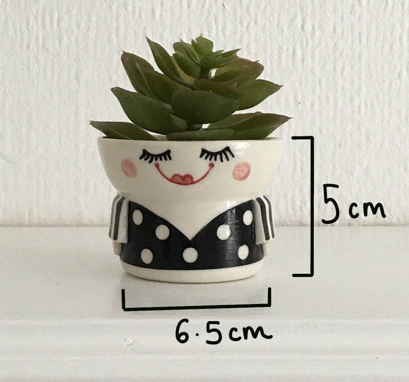 Teeny Tiny Ceramic Planter Pot Two Faced Plant Pot | Etsy
