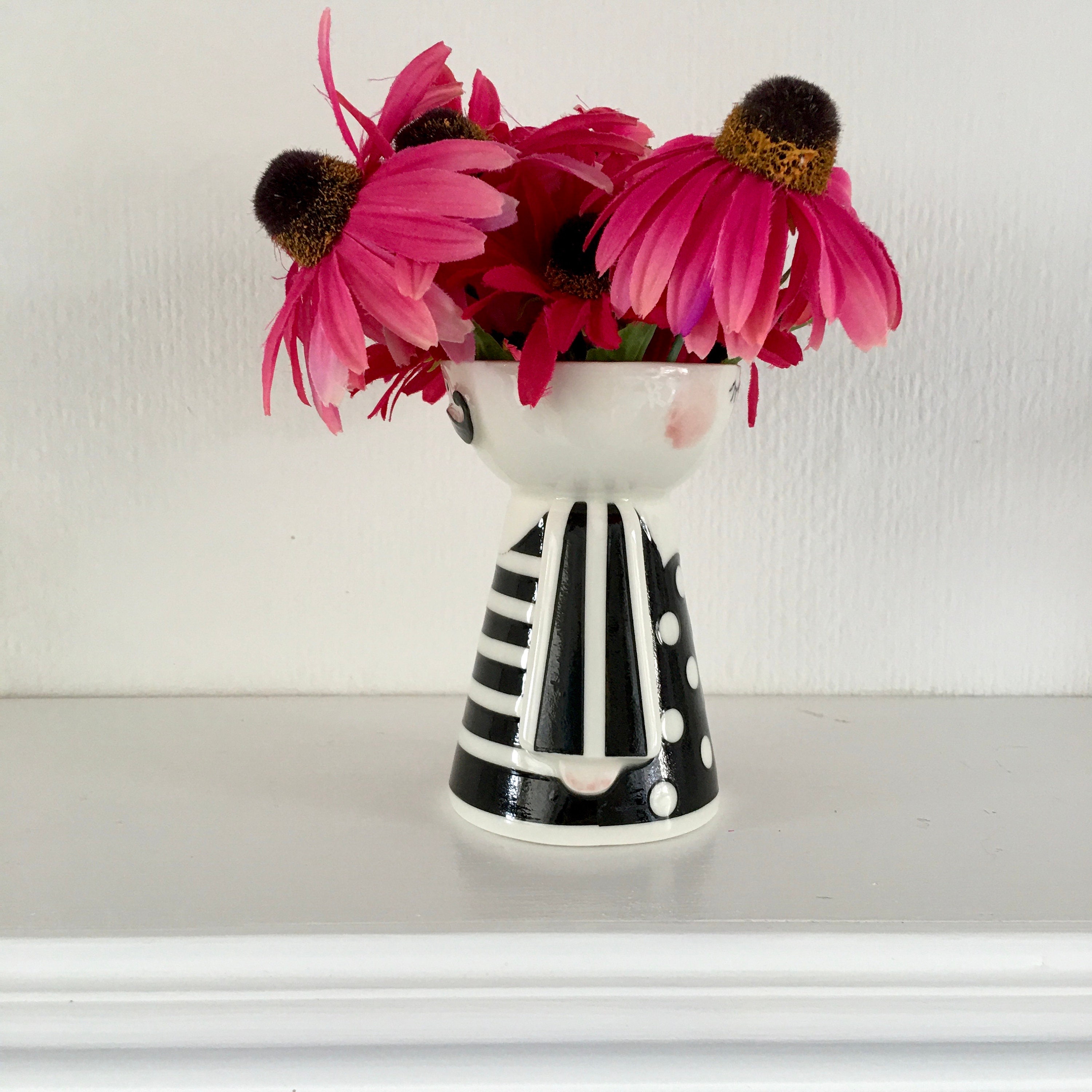 Small Ceramic Vase - Handmade - Indoor Planter - Face Vase - Face Plant ...