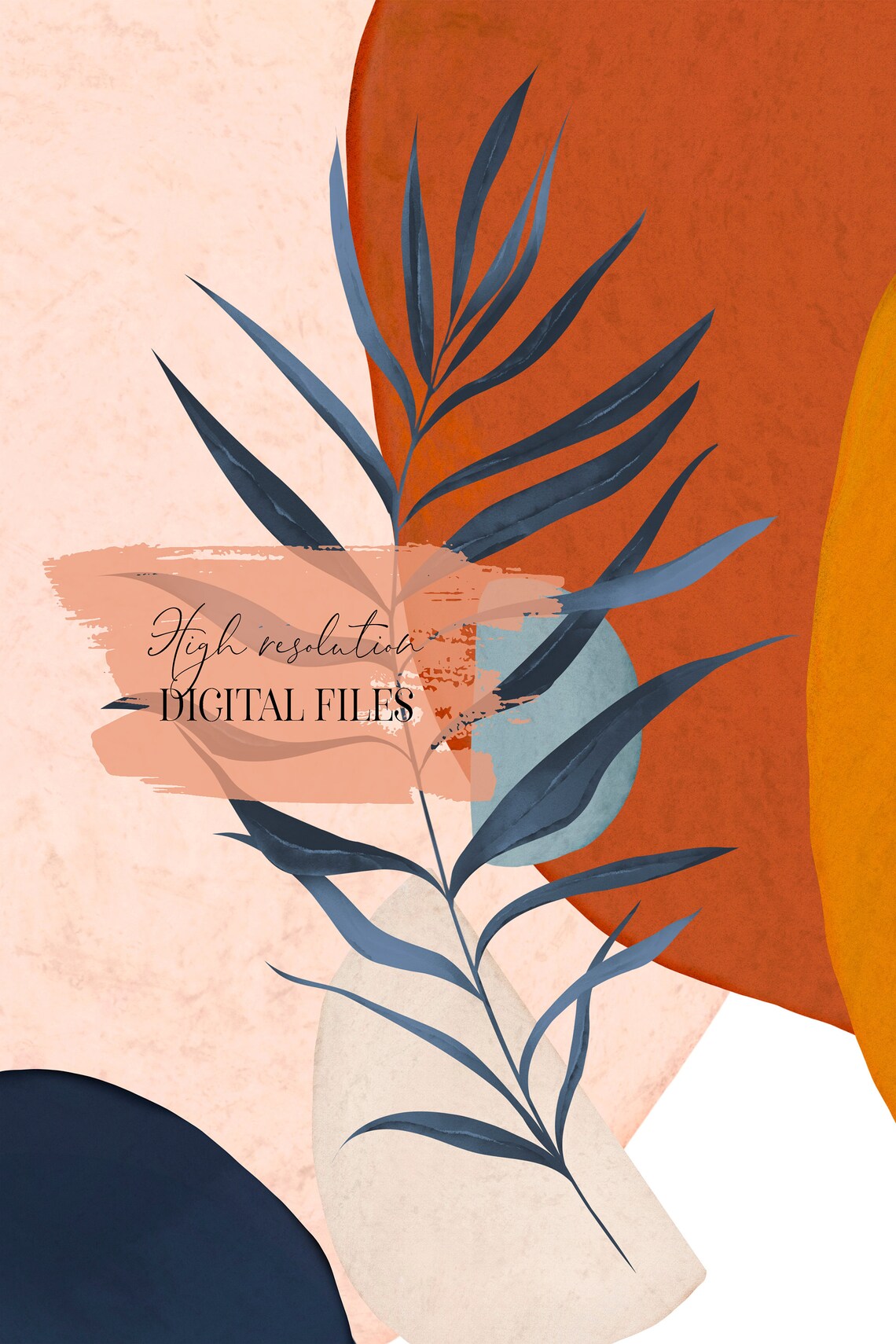 Tropical Leaf Print, Navy Blue Plant Print, Tropical Wall Art ...