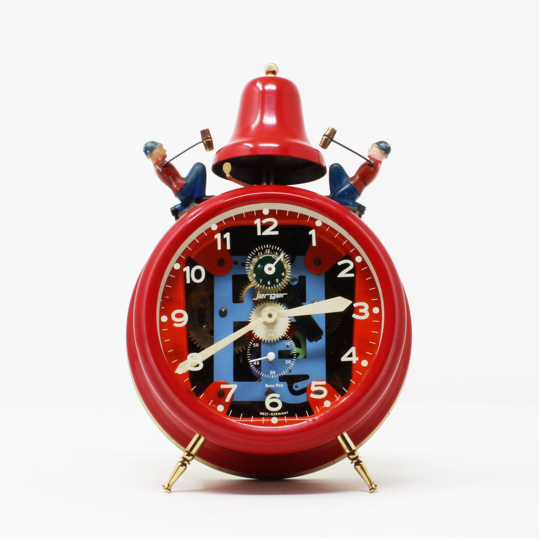 Vintage Jerger Busy-boy Alarm Clock 1960s • Mechanical With Animated ...