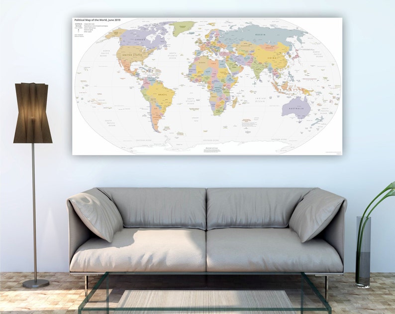 CANVAS PRINT. Political Map of the World. Geography Wall Art. - Etsy
