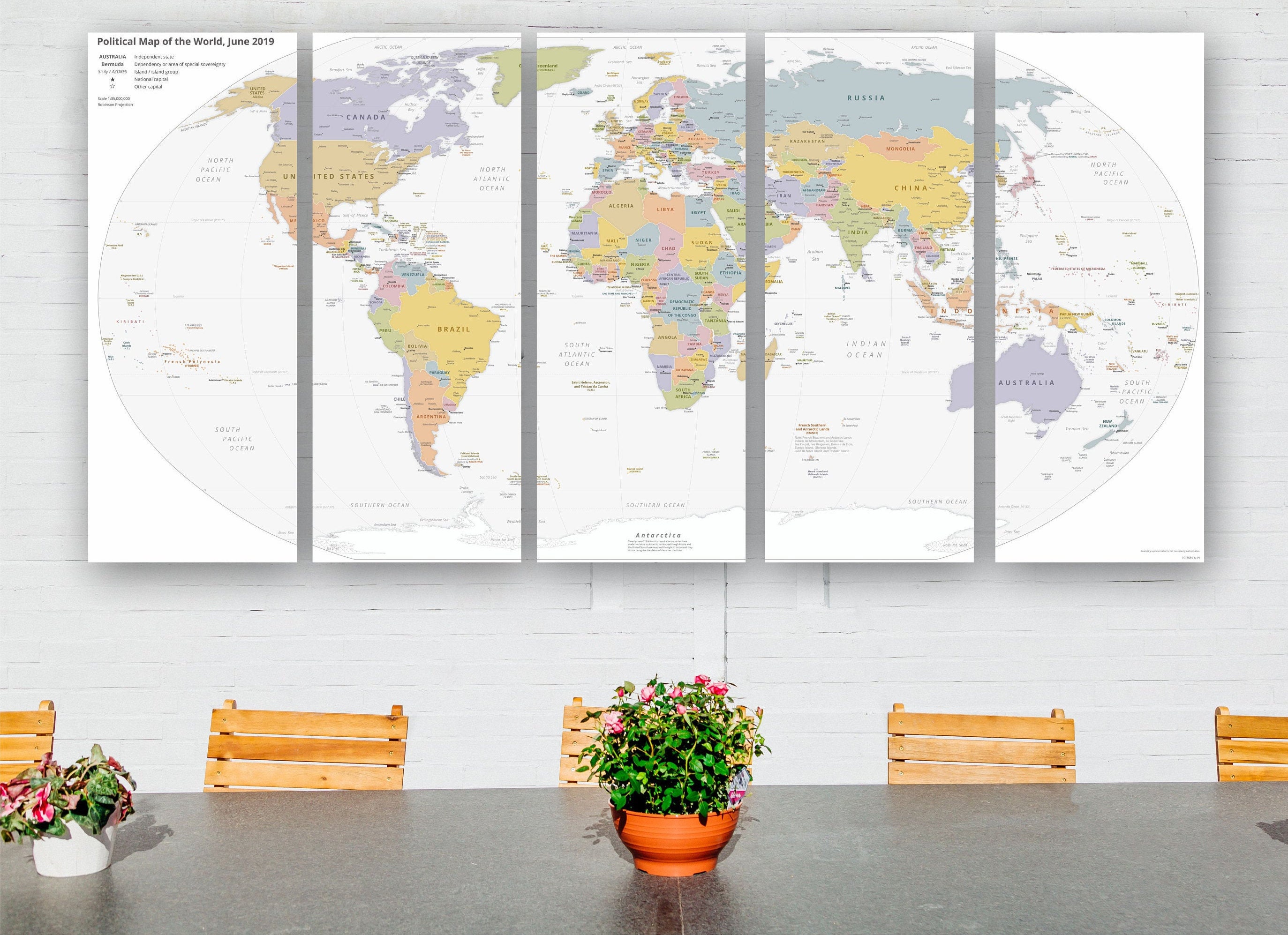 CANVAS PRINT. Political Map of the World. Geography Wall Art. - Etsy