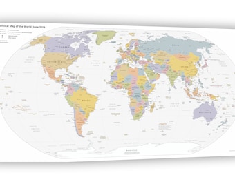 Laminated World Map Standard Time Zone Political Atlas - Etsy
