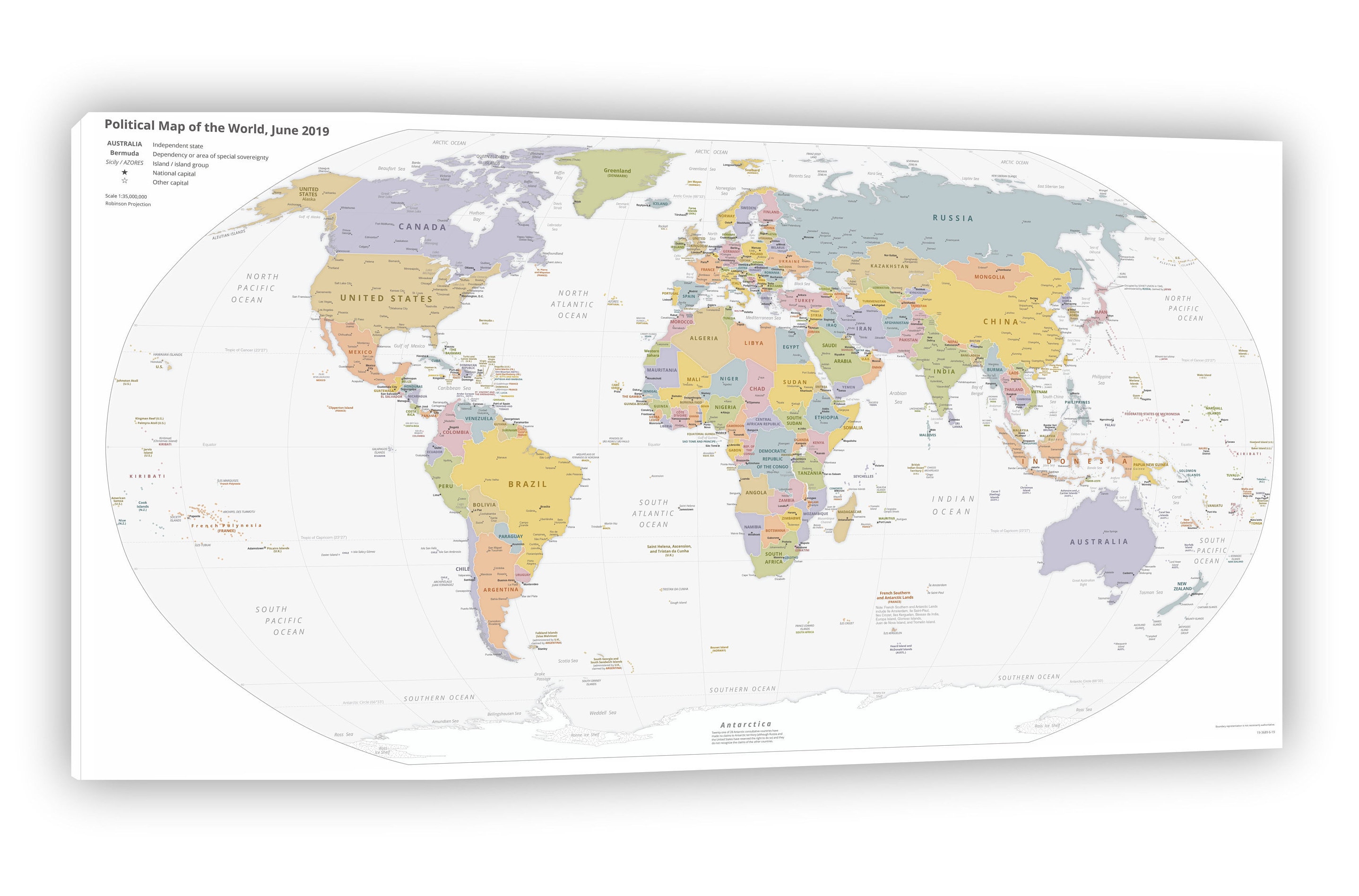 CANVAS PRINT. Political Map of the World. Geography Wall Art. - Etsy